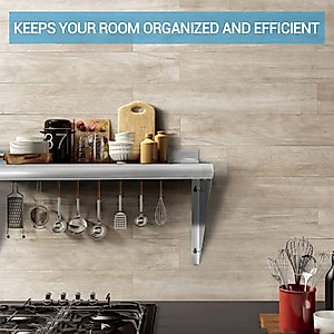 Chingoo Stainless Steel Shelf 12" x 24" - 2 Pack 250 lb Wall Mounted Commercial Stainless Steel Shelves Metal Shelving for Restaurant, Bar, Utility Room, Kitchen and Garage