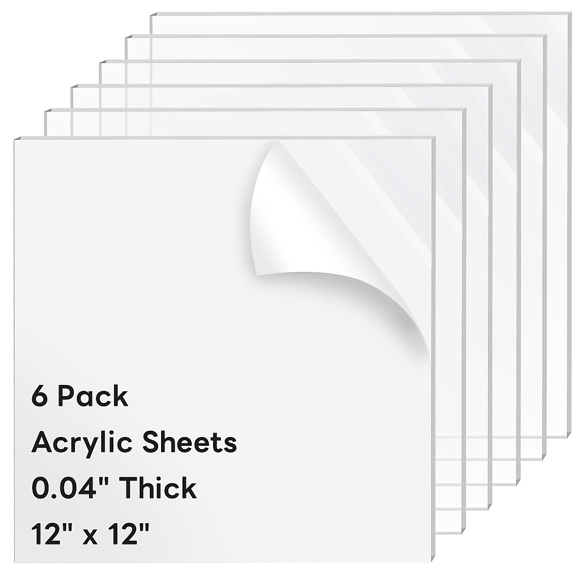 Plexiglass Sheets Clear Acrylic Sheets - 6 Pieces of CreGear 12" x 12" 0.04" Thick Transparent Plexi Glass, for Craft, Photo Frame, Signs, DIY Display Projects - Cut to Size with Laser or Saw Tools
