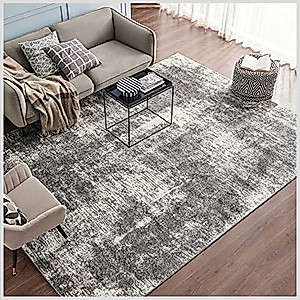 Eviva 8x10 Area Rugs for Living Room Polypropylene Turkish Rug Indoor Low Pile Large 8 X 10' Area Rug with Stain-Resistant Big Size Grey 8 by 10 Area Rugs for Bedroom Huge Farmhouse in Gray and White