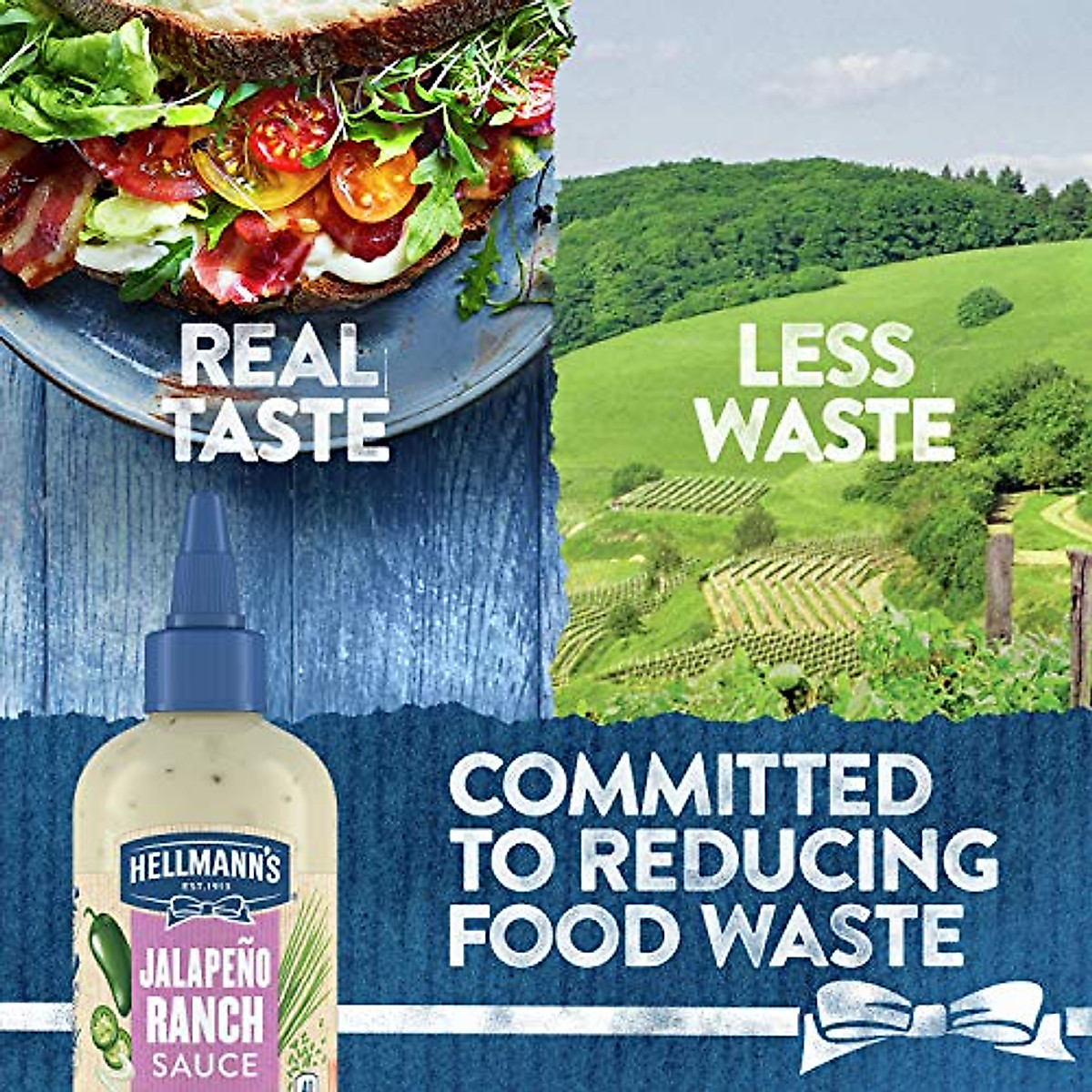 Hellmann's Dressing and Dip 6 count For Burgers, Sandwiches, and more Jalapeno Ranch Drizzle Sauce Squeeze Bottle 9 OZ