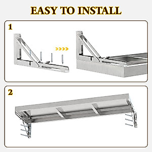 lukar Concession Shelf,Foldable Concession Shelf for Food Truck,Stainless Steel Folding Wall Shelf Food Shelf Stand Serving for Concession Windows,36" x 12"