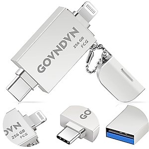 GOVNDVN MFi Certified 256GB iPhone Photo-Stick-USB-C iPhone-Flash Drive Photo-Storage-Thumb-Drive iPhone Backup Stick iPhone Memory Storage for iPhone 15/14/13/12/11 iPad Mac PC Android