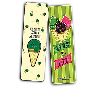 Funny Ice Cream Quotes Bookmarks (30-Pack) - Classroom Reward Incentives for Students and Children - Stocking Stuffers Party Favors & Giveaways for Teens & Adults
