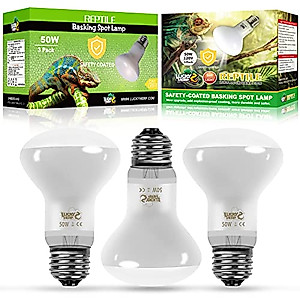 LUCKY HERP New Upgrade 3 Pack 50W Reptile Heat Lamp Bulb (3nd Gen, Safer), Amphibian UVA Heat Light Bulb, Reptile Basking Daylight Spot Lamp Bulb for Bearded Dragon, Lizard, Tortoise Heating Use