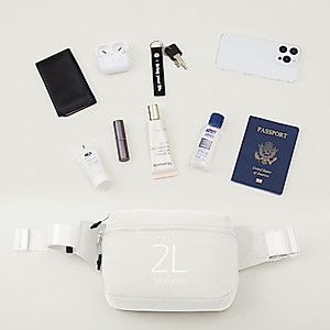 ODODOS 2L Belt Bag for Women Men, Crossbody Fanny Packs with Adjustable Strap Waist Pouch for Workout Hiking Running Travel, White