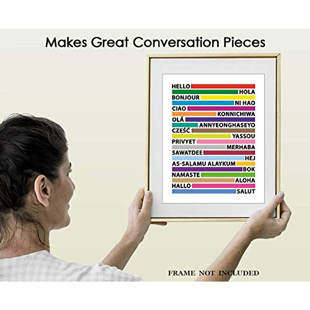 Hello In Different Languages Typography Wall Art Print: 8x10 Unframed Chic, Boho & Modern Posters for Office, Classroom, Dorm, Living Room & Bedroom Decor - Gift Idea for Students, Teachers