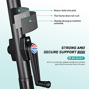 HIPPUS Led Patio Umbrellas 9FT Umbrella Outdoor Patio,with Colour LED Lights, Waterproof,Premium Table Umbrella Outdoor Patio,6 Steel Ribs, Dark Green