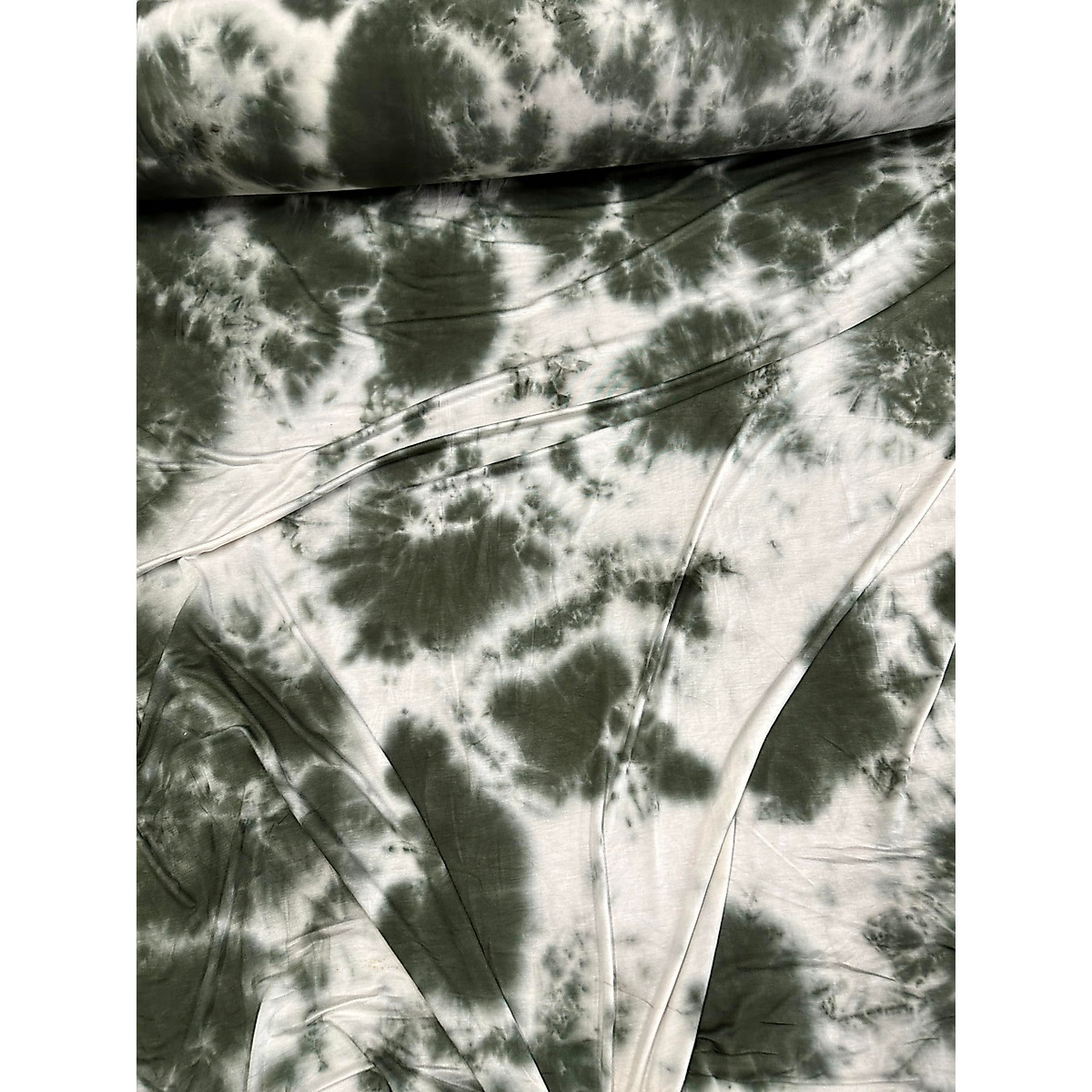 Tie Dye Jersey Knit Fabric by The Yard - 4 Way Stretch - Stretch Material for Sewing - Polyester-Cotton Stretch Fabric by The Yard - 58 Inch Width (Hunter Green and White)