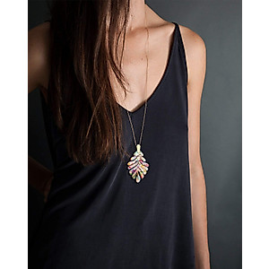 Acrylic Pendant necklace Earrings – Long Statement Leaf Charm Necklace Tortoise Resin Palm Leaf Earrings Fashion Necklaces Earrings for Women