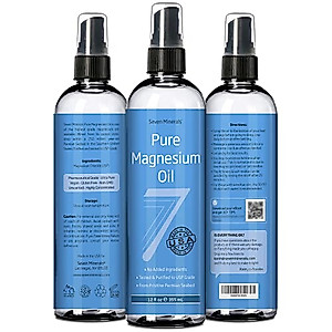 Pure Magnesium Oil Spray - Big 12 fl oz (Lasts 9 Months) 100% Natural, USP Grade = No Unhealthy Trace Minerals - from an Ancient Underground Permian Seabed in USA - Free Ebook Included