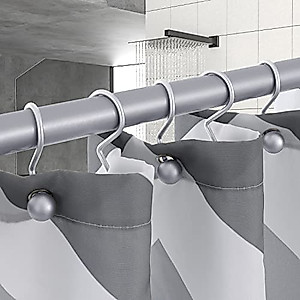 TOPROD Shower Curtain Hooks Rings, Classic Heavy Duty Shower Ball Hooks Rust Proof, Shower Rings Hangers for Bathroom Shower Curtain Rods Curtains, Free Gliding, Set of 12, Silver