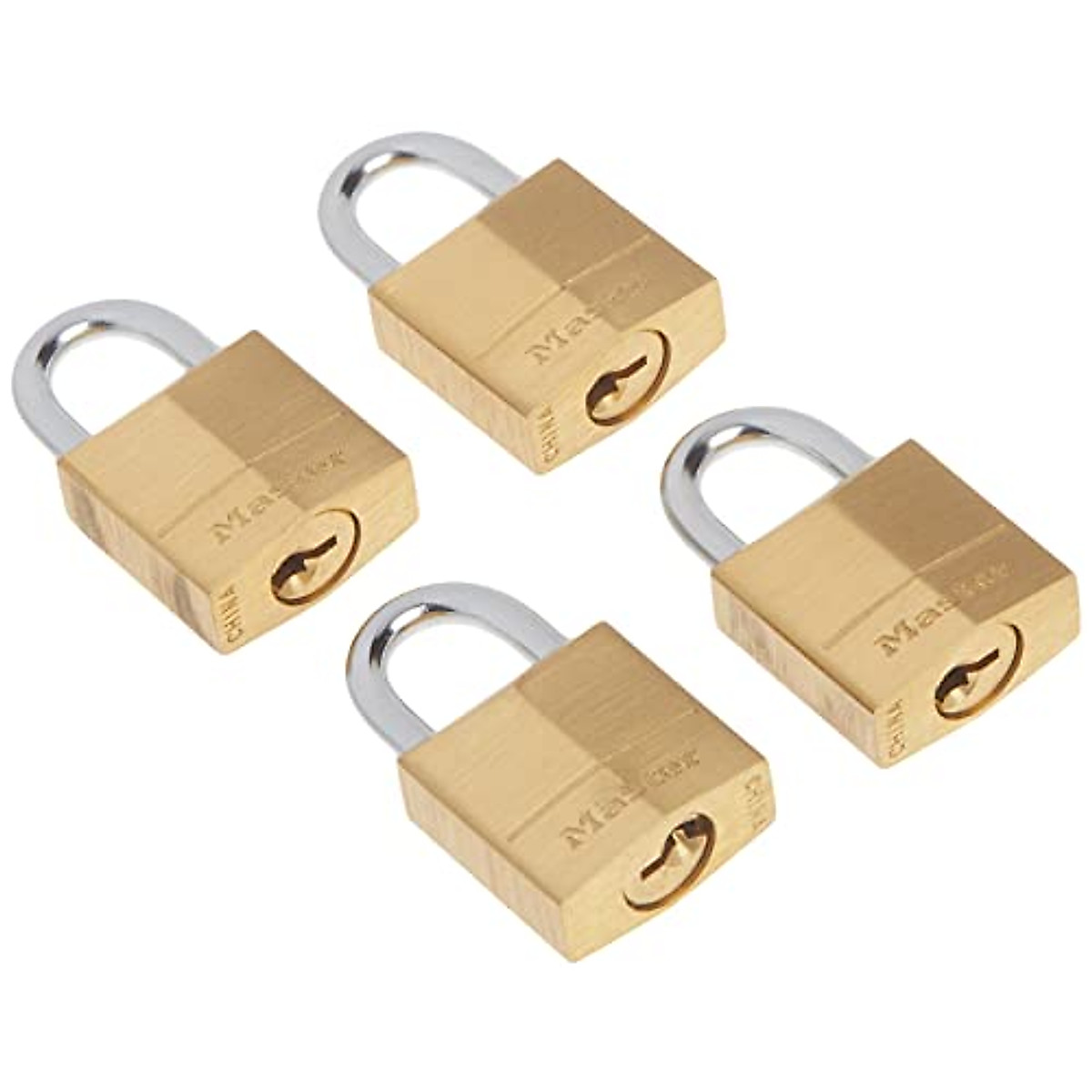 Master Lock Padlock, Solid Brass Lock, 3/4 in. Wide, 120Q (Pack of 4-Keyed Alike)