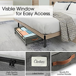 Yecaye Under Bed Storage with Wheels, 2Pack Under Bed Storage Containers, Under Bed Shoe Storage Organizer, Rolling Under Bed Metal Drawer for Clothes, Blankets(30.71 x 16.93 x 6.69 in)