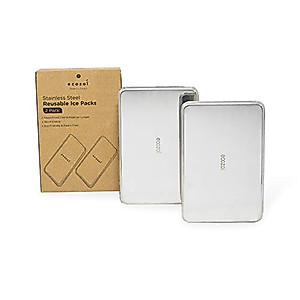 ecozoi Stainless Steel Lunch Chillers - Ice Packs for Lunch Bags, Lunch Boxes, Bento Boxes and Coolers - 2 Pack, Plastic-Free and Sustainable