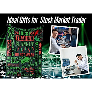 Stock Market Gifts, Lucky Trading Blanket for Men and Women, Flannel Throw Blanket for Trader, Broker, Financial Advisor, Investor, and Investment Lover (50"x 65")