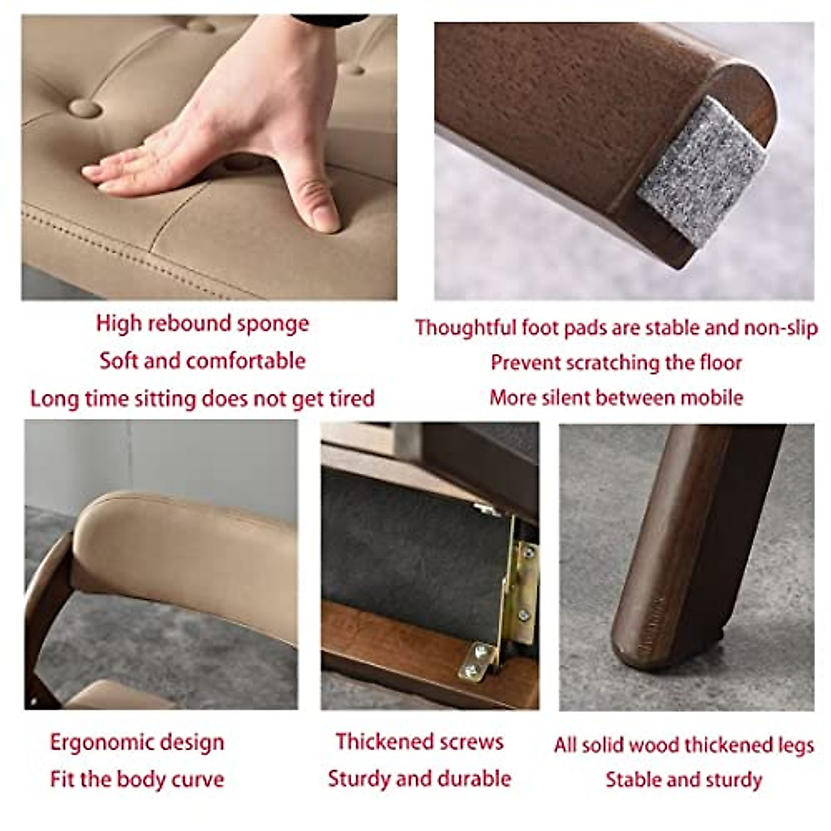 Solid Wood upholstered Folding Dining Chairs with Padded Seats, Comfortable Seating Office, Reception Area, Foldable Table and Chair, Easy to Store(Walnut Color)