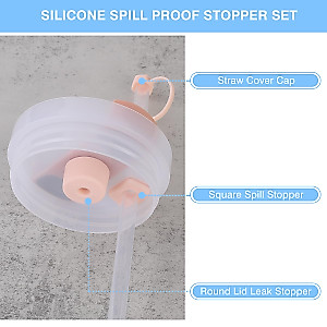 BGAANM Silicone Spill Proof Stopper Set Compatible with Stanley Quencher H2.0 FlowState Tumbler 40oz/ 30oz, Accessories Include 2 Straw Cover Cap, 2 Square Spill Stopper, 2 Round Leak Stopper (Gray)
