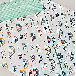 Baby Blanket Super Soft Minky Blanket Blue Rainbow Blanket with Dotted Backing for Newborns Nursery Stroller Receiving Toddlers Crib Bedding for Boy or Girl(30 x 40 Inch) (Rainbow)