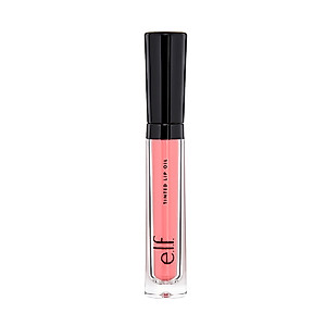 e.l.f. Cosmetics Tinted Lip Oil, Long Lasting & Sheer Coverage, Non-Sticky, Hydrates, Adds Shine, Infused with Jojoba, Apricot & Vitamin E, Coral Kiss, 0.1 Oz