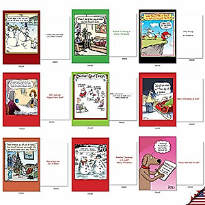 NobleWorks - Variety Pack of 36 Funny Assorted Christmas, New Year Cards Box Set, Mixed Occasions w/Envelopes Holiday for Men, Women (36 Designs, 1 Each) - Favorite Holiday Toons AC6736XXG-B1x36