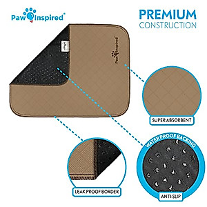 Paw Inspired Washable Pee Pads for Dogs | Reusable Puppy Pads | Waterproof Whelping Pads | Washable Training Pet Pads, Washable Potty Pads Extra Large Sizes (Classic, 24x18 (2 Pack))