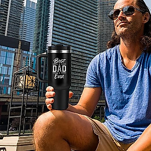 Gifts for Dad from Daughter Son Birthday Presents 40 oz Tumbler with Handle and Straw for Father in Law Husband Men Fathers Day Gift Water Cup with Lid Insulated Travel Mug Stainless Steel Coffee Mug