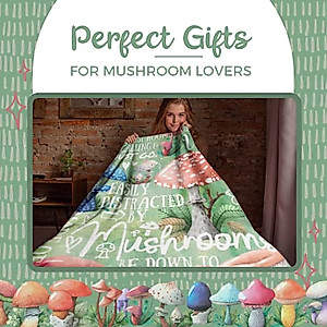 InnoBeta Mushroom Blanket, Best Gifts for Mushroom Lovers, Unique Mushroom Design, Throw Blanket Gifts for Women, Family, Friends, Flannel Plush Blankets - Mushroom Quotes - 50"x 65"