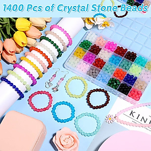 shynek 1400 Piecess 8mm Round Glass Beads for Jewelry Making, 28 Colors Crystal Beads for Bracelets Jewelry Making and DIY Crafts