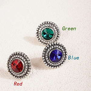 YERTTER Vintage Boho Ring Red Crystal Rhinstone Roud Ring Adjustable Antique Crystal Ring Expandable Open Wrap Ring Statement Ring for Women Large Cocktail Party (Red)