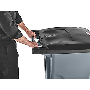 Rubbermaid Commercial Products BRUTE Rollout Step On Trash/Garbage Can with Casters - 32 Gallon - Gray