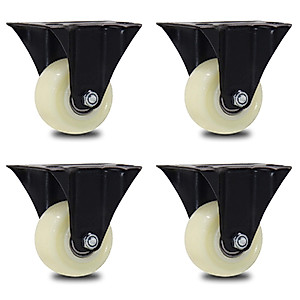 Wheel Small Castor Wheels Moving Caster Wheels Trolley Furniture Caster Nylon Swivel Plate Wheels,Double Bearing,Replacement Castors for Carts Workbench,White,Pack of 4