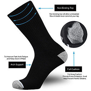 ONKE Cotton Cushion Crew Socks for Men Women Athletics All Seasons Thick Warm Heavy Duty Work Boots Moisture Wicking Control(Black XL)