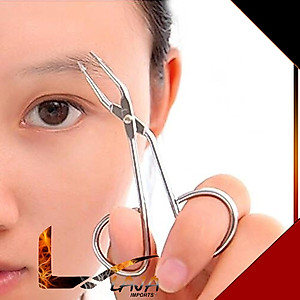 Laja Imports 1Pcs Silver Professional Stainless Steel Scissor Handle Tweezers Shape Tool 'Eyebrow Beauty Nose Hair Clip Tweezer Remover Brow Trimmer For Women Girl for Educational Use