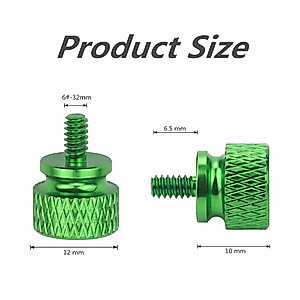 YATENG 10-pcs Anodized Aluminum Computer Case Thumbscrews (6-32 Thread) for Computer Cover/Power Supply/PCI Slots/Hard Drives DIY Personality Modification & beautification (Green)