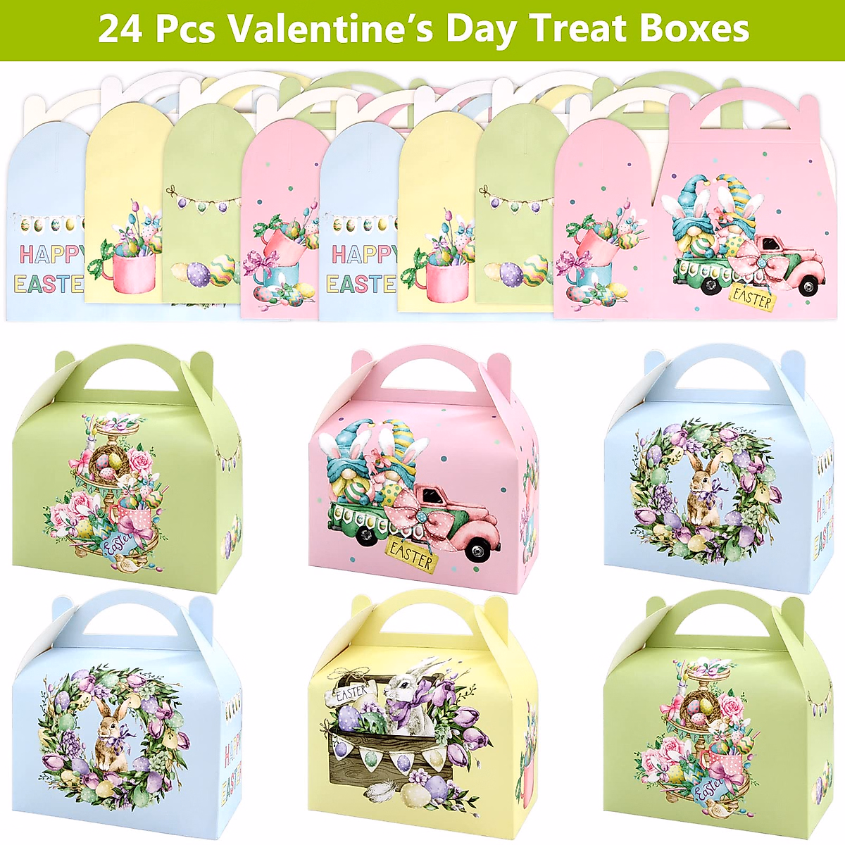 Easter Treat Boxes Cookies Boxes Gift Boxes Gable Boxes for Kids Goodie Goody Boxes 24 Packs Party Favors