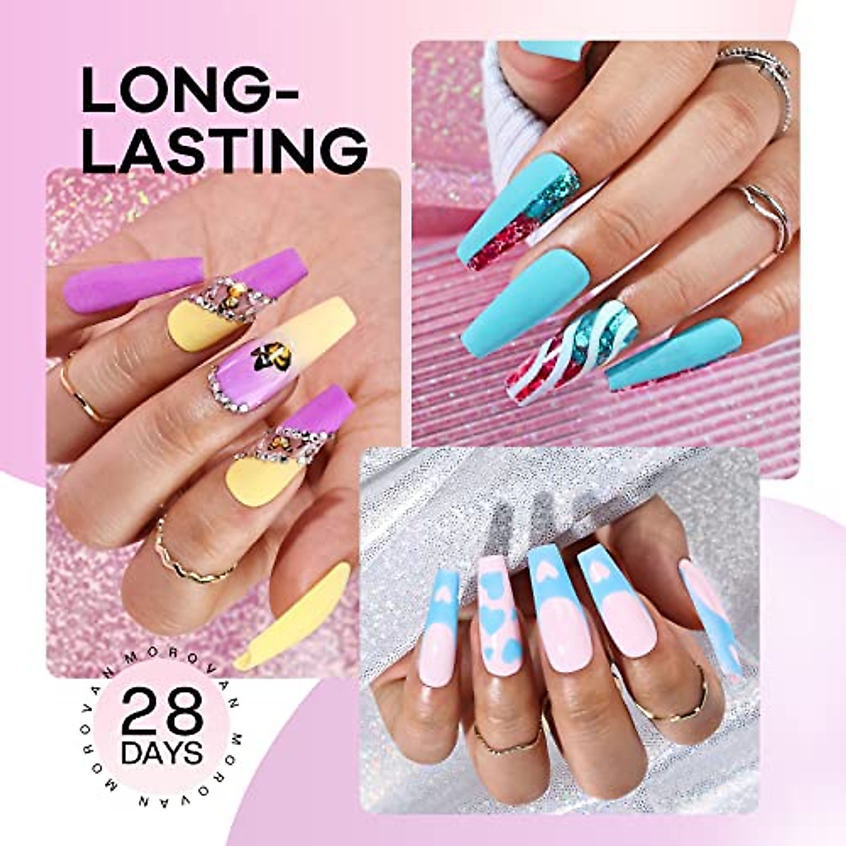 Morovan Dip Powder Nail Kit: 30 Pcs Dip Nails Powder Starter Kit with 22 Colors Dipping Powder - All Seasons Nail Dip Powder Kit for Nail Art Manicure Dip Powder Liquid Set