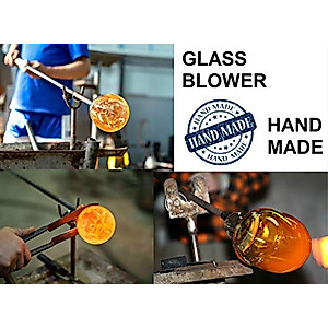 WOSIBO Hummingbird Feeder for Outdoors Patio Large 32 Ounces Colorful Hand Blown Glass Hummingbird Feeder with Ant Moat Hanging Hook, Rope, Brush and Service Card (Blue-Firework)