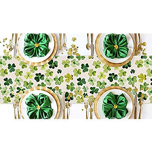 St. Patrick's Day Table Runner, Spring Green Shamrock Table Runners for Kitchen Dining Coffee or Indoor and Outdoor Home Parties Decor 13 x 72 Inches