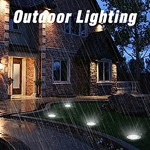 ODEETRONIC Solar Ground Lights, 12 Pack 8 LED Solar Disk Lights, Outdoor in-ground Light Waterproof, Flat Solar Light, Round Solar Puck Light for Landscape, Pathway, Yard, Garden, Walkway, Cool White