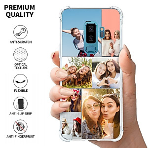 WOWTIFY Custom Phone Case for Samsung Galaxy S9 Plus,Personalized Multi-Picture Collage Photo Phone Cases,Customized Phone Cover for Birthday Xmas Valentines Friends Her and Him, Clear Soft Case