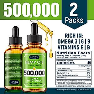 Hеmp Oil (2 Pack) – 500,000 – Colorado Sеed Extract - Natural Omega 3, 6, 9 Source - Made in USA - Providеs Restful Sleep