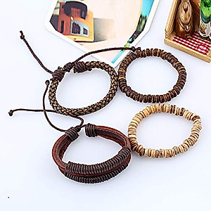 4 Pcs SetColorful Surfer Stretch Bracelet, Letter Vinyl Beads Bracelet Set Handmade Elastic Rope Heishi Bracelet Retro Style Summer Beach Bracelet for Women Men