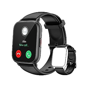RUIMEN Smart Watch Answer/Make Calls Fitness Watch with Spare Strap Reloj Inteligente 1.7”Full Touch Smartwatchs for Women Men Heart Rate/Sleep Monitor Watch 100+ Sports IP68 Waterproof(Black)