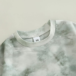 Endorothii Infant Baby Boy Girl Fall Clothes Tie Dye Sweatshirt Romper Oversized Crewneck Bodysuit Long Sleeve Outfit (Green Tie Dye, 6-12 Months)