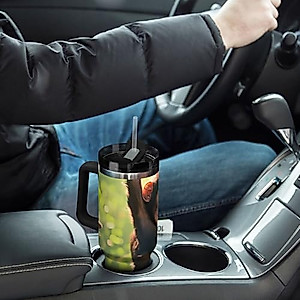 Bokkoy Joyful Monkey 40 oz/30 oz Tumbler with Handle and Straw Stainless Steel Tumbler with Lid Reusable Vacuum Insulated Cup