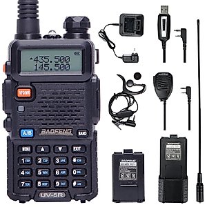 BaoFeng UV-5R 8 Watt High Power VHF UHF Dual Band Two Way Radio Tri-Power 8/4/1W Portable Radio with one More 3800mAh Battery,Speaker, Antenna, USB Program Cable and Earpiece