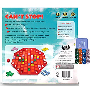 Can't Stop, Family Board Game, Fun for Kids, Teens, and Adults Bundled with Three Extra Sets of Dice (Eagle-Gryphon 2021 Edition)
