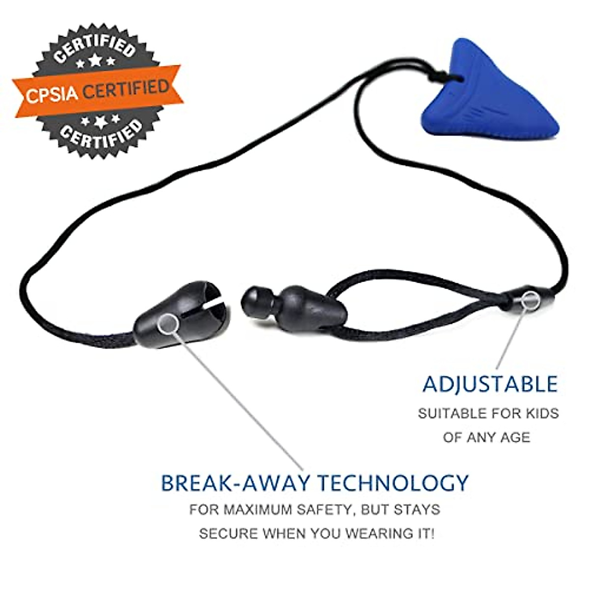 Shark Tooth Chew Necklace for Kids, Boys or Girls - Chewing Necklace Teething Necklace Teether Necklace Chew Toys Teething Toys - Designed for Chewing, Autism Sensory Teether Toy (3 Pack)