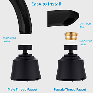 iFealClear Sink Faucet Aerator, Big Angle Swivel Faucet Sprayer Head, 360 Degree Kitchen Sink Faucet with 4 Spray Modes, Female and Male Thread Adapters Included, Matte Black
