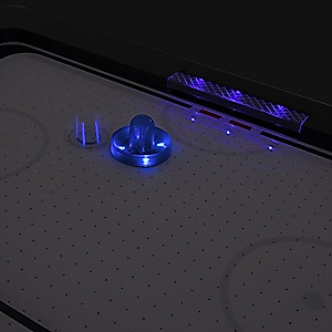 Atomic Top Shelf 7.5’ Air Hockey Table with 120V Motor for Maximum Air Flow, High-Speed PVC Playing Surface for Arcade-Style Play and Multicolor LED Lumen-X Technology to Illuminate Play